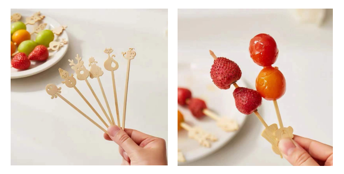 Disposable Carton Style Bamboo Cocktail Picks Fruit Food Bamboo Picks