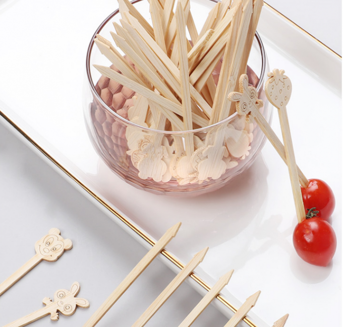 Disposable Carton Style Bamboo Cocktail Picks Fruit Food Bamboo Picks