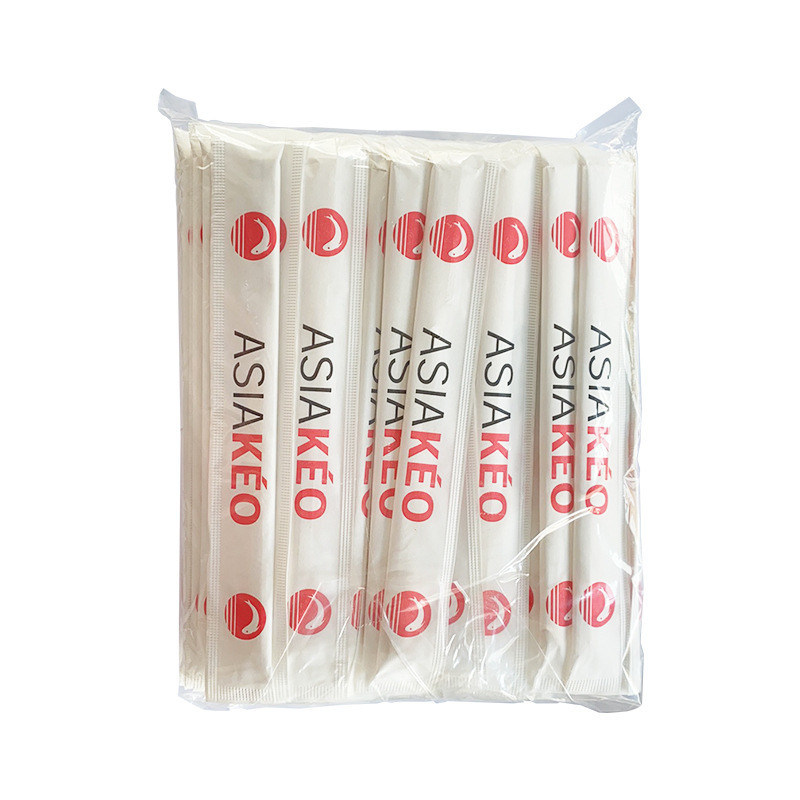 OEM Full Paper Wrapped Disposable Wooden Chopsticks Bulk pack 203mm
