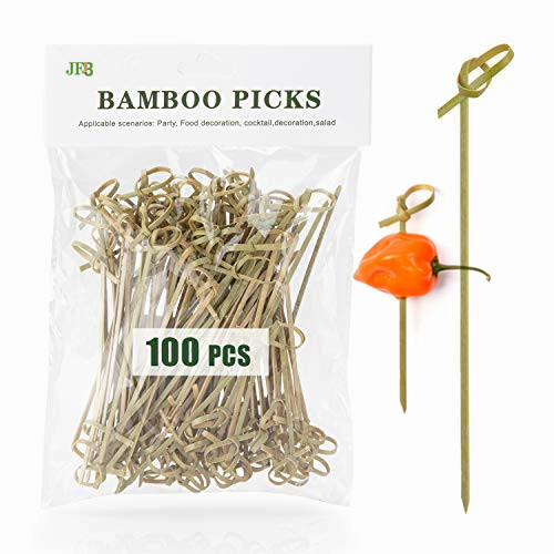Cocktail Supplies Disposable Bamboo Knot Skewers Picks 10cm 50 Pack